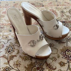 Gucci | Shoes | Gucci White Wooden Platform Heels | Poshmark